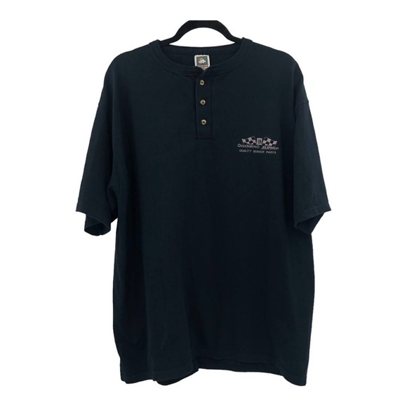 Vintage | Shirts | Vintage Goodwrench Henley Polo Black Embroidered ...